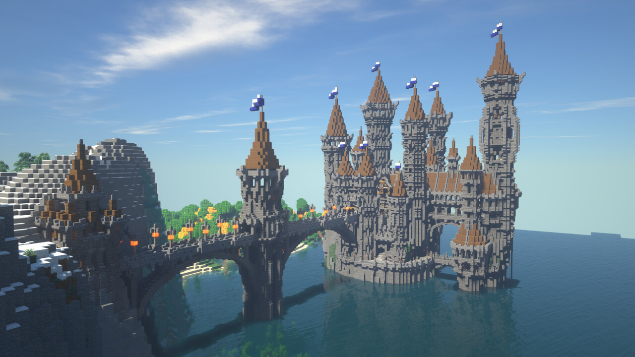 Minecraft Medieval Castel building timelapse in survival Minecraft Map