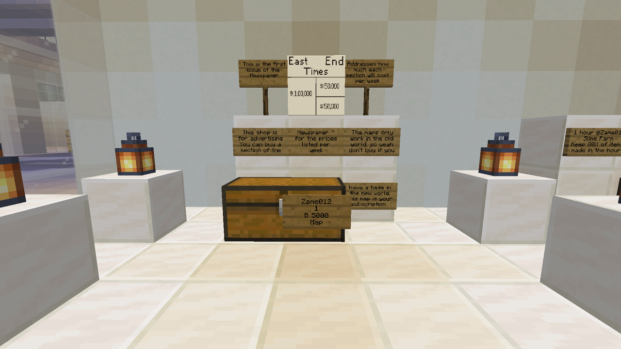 East End Times Newspaper Minecraft Map