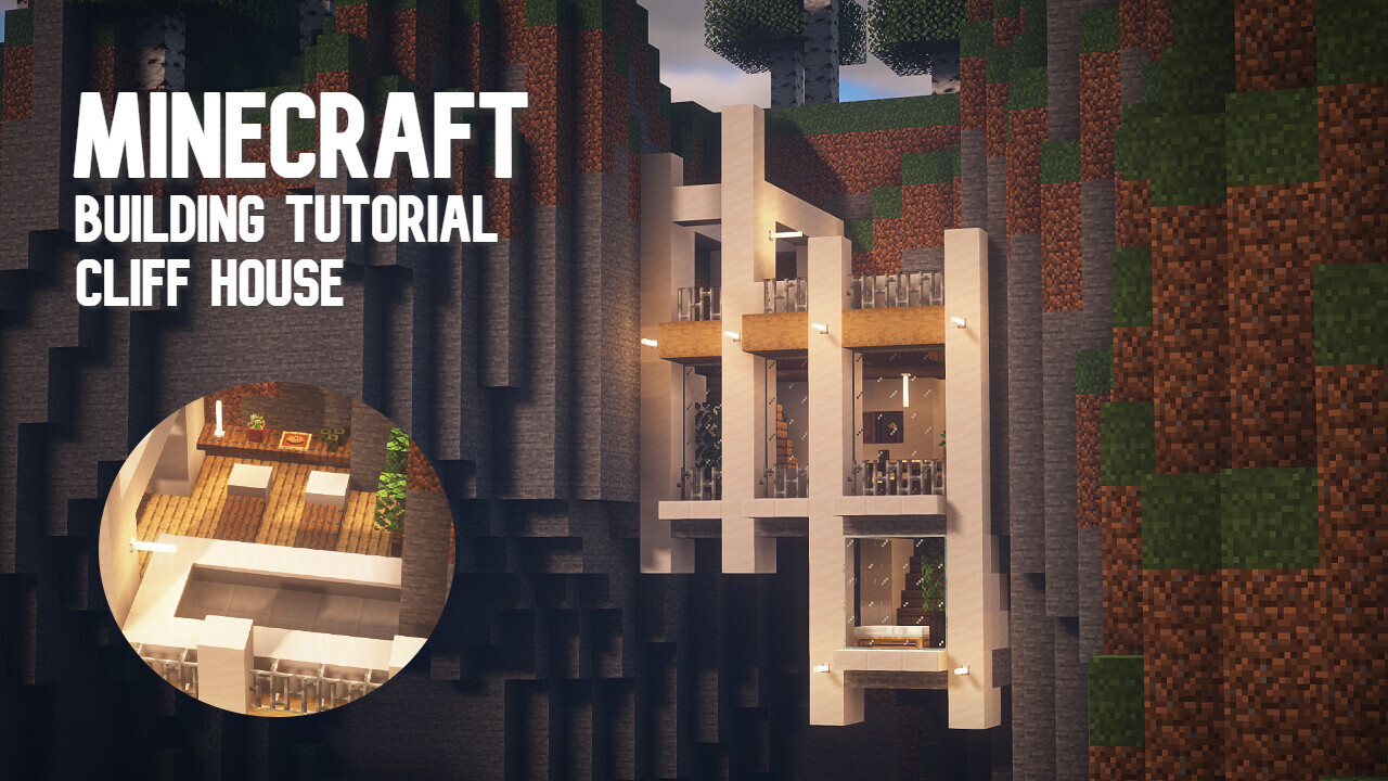 MINECRAFT : HOW TO BUILD A CLIFF HOUSE WITH A SWIMMING POOL Minecraft Map