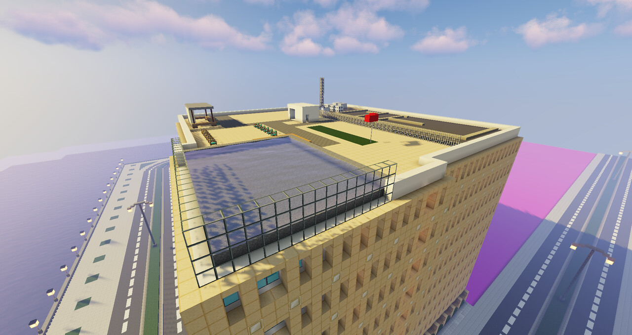modern sandstone hotel Minecraft Map