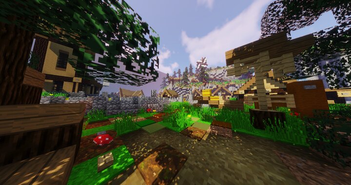 Medieval forest village on a cliff Minecraft Map