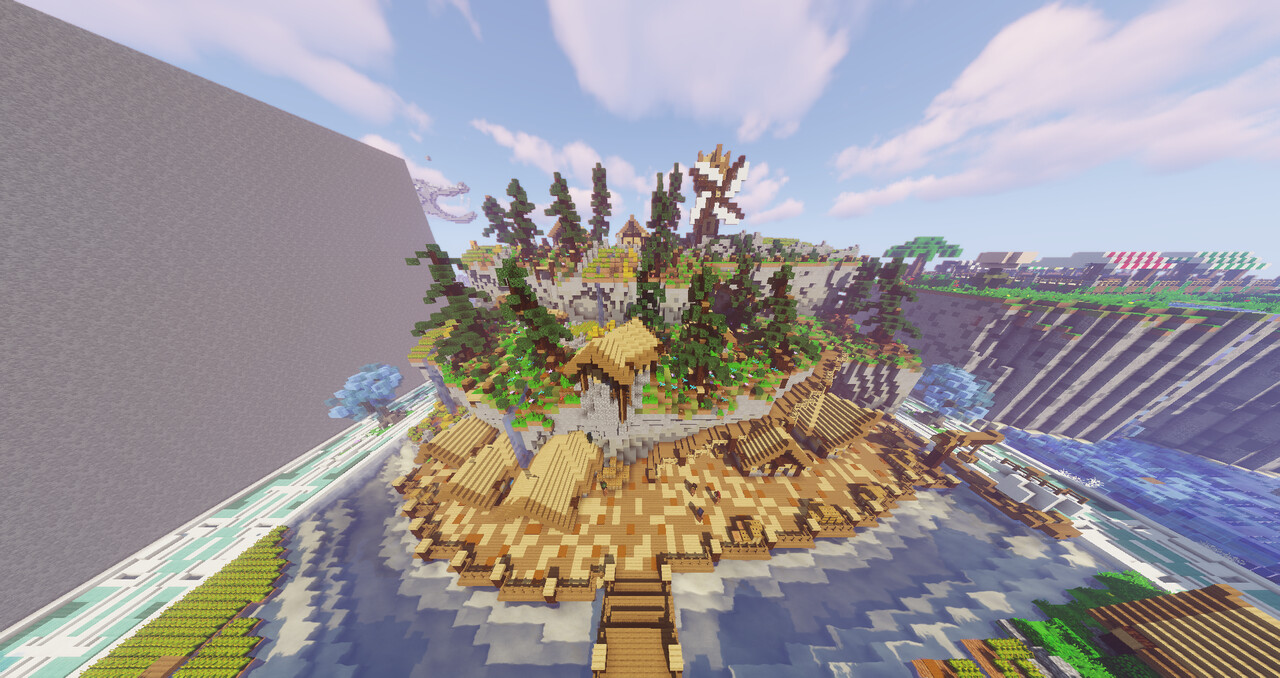 Medieval forest village on a cliff Minecraft Map