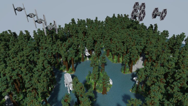 Endor with ATATs and TIE Fighters Minecraft Map
