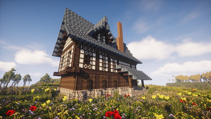 Colombage médiéval house - Conquest reforged Minecraft Map