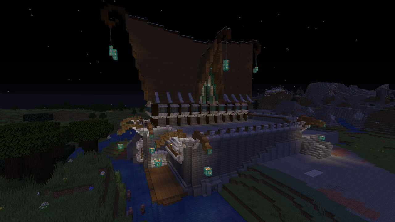 Winter/Snow Elvish Mannor/Mansion/Longhouse, Elf Docks/Port Minecraft Map