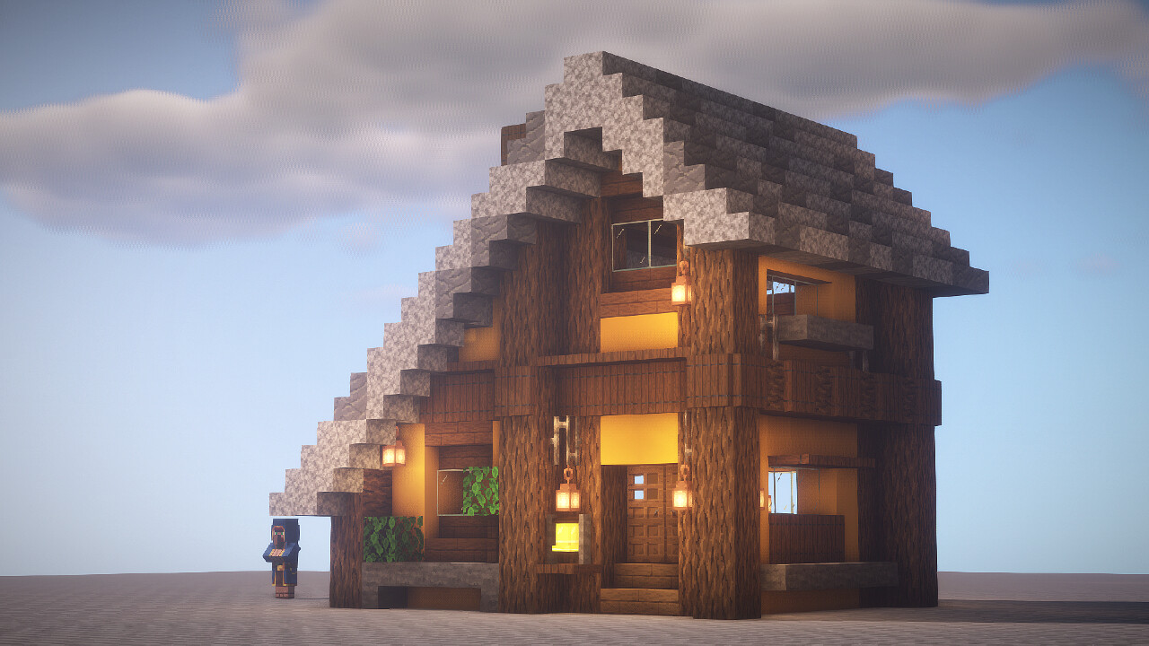 MINECRAFT : How to build a wooden house Minecraft Map