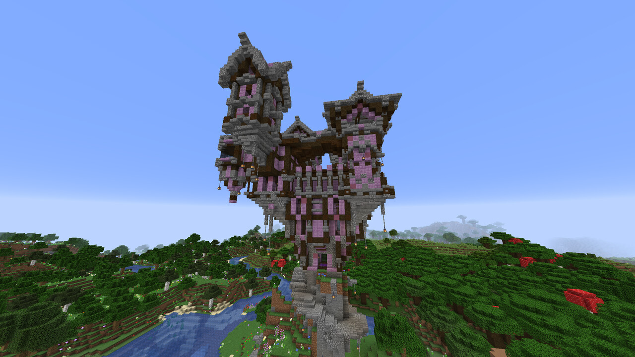 The Hilltop Small Purple Castle *DOWNLOADABLE* Minecraft Map
