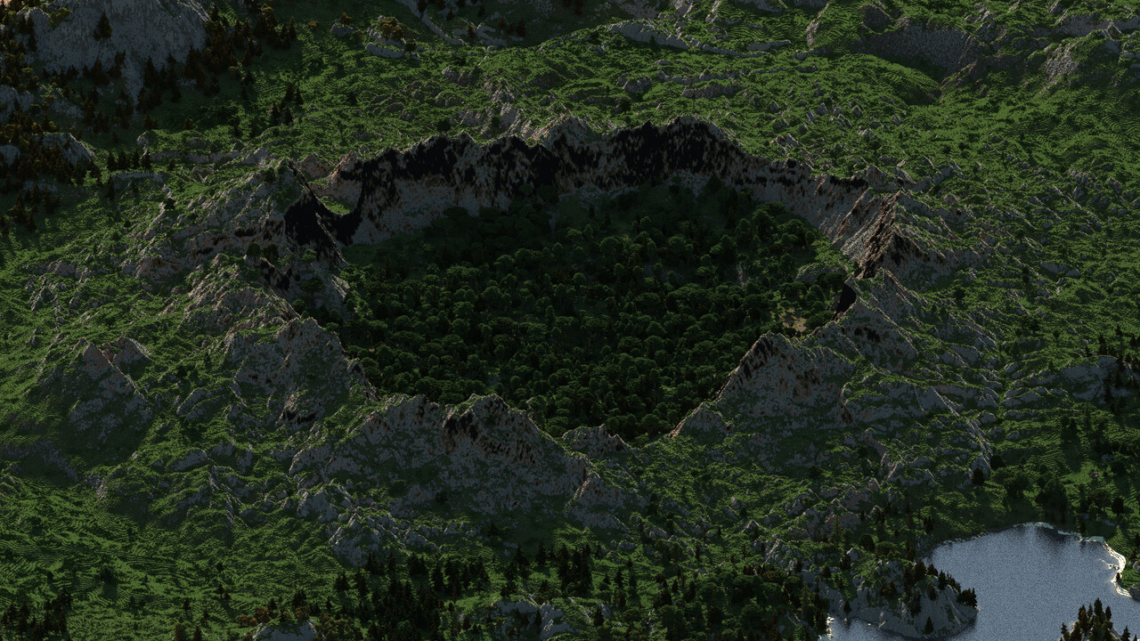 Island with a multibiom crater 5000х5000 Minecraft Map