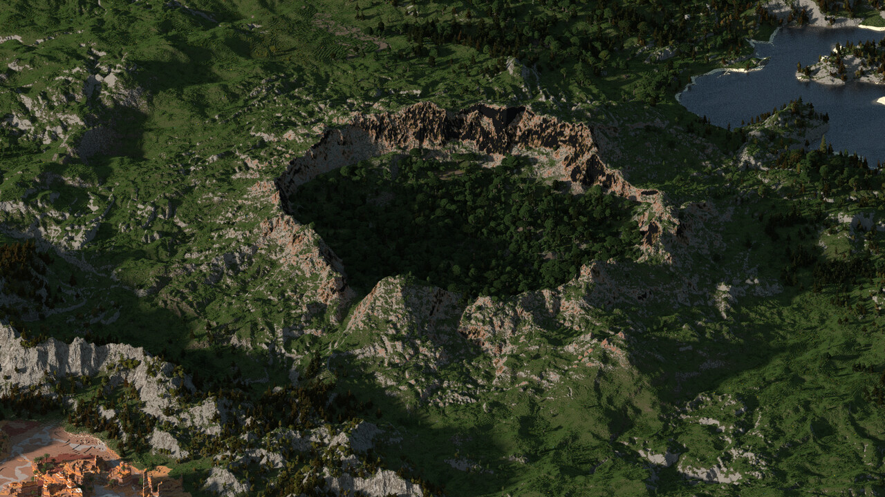 Island with a multibiom crater 5000х5000 Minecraft Map