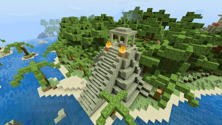 Tropical Island With Mayan Ruins, Spanish Fort, and Tiki Bar Minecraft Map
