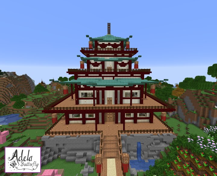 Japanese Palace built in survival Minecraft Map