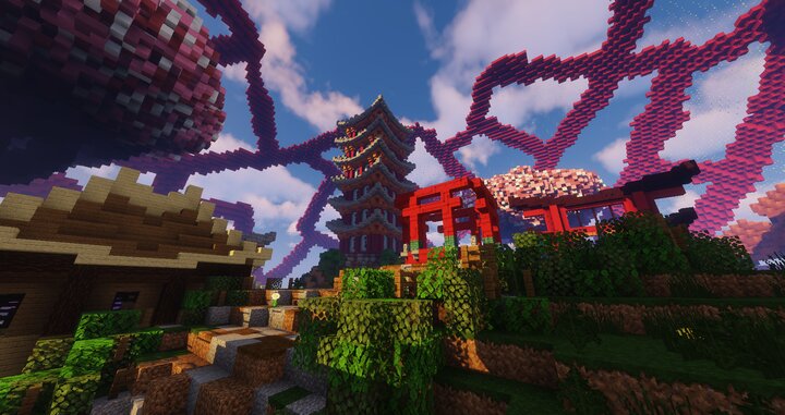 Asian Spawn in a Snow Globe Minecraft Map