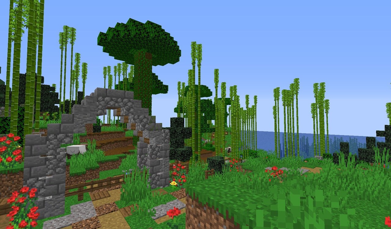 Panda Preserve in a Terraformed Mushroom Island Minecraft Map