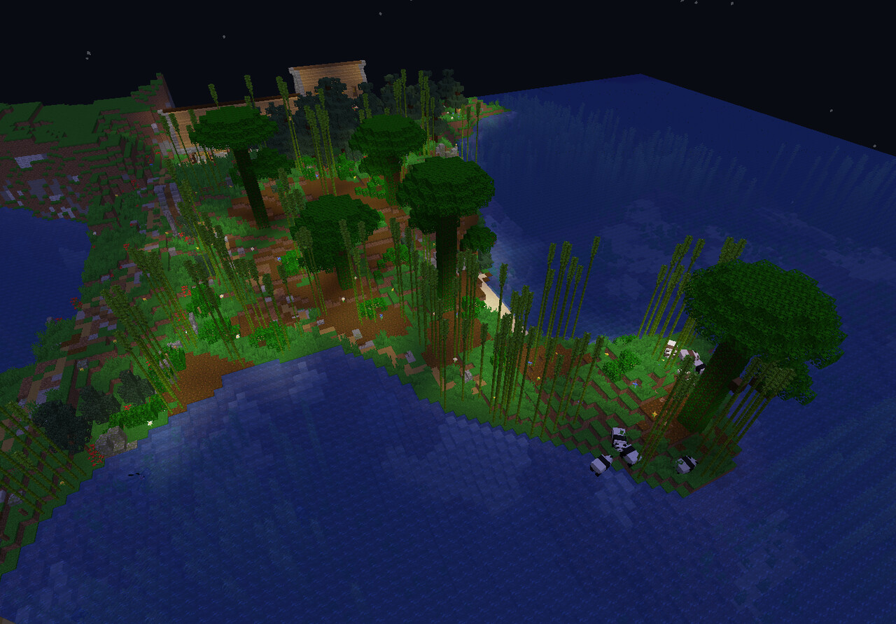 Panda Preserve in a Terraformed Mushroom Island Minecraft Map