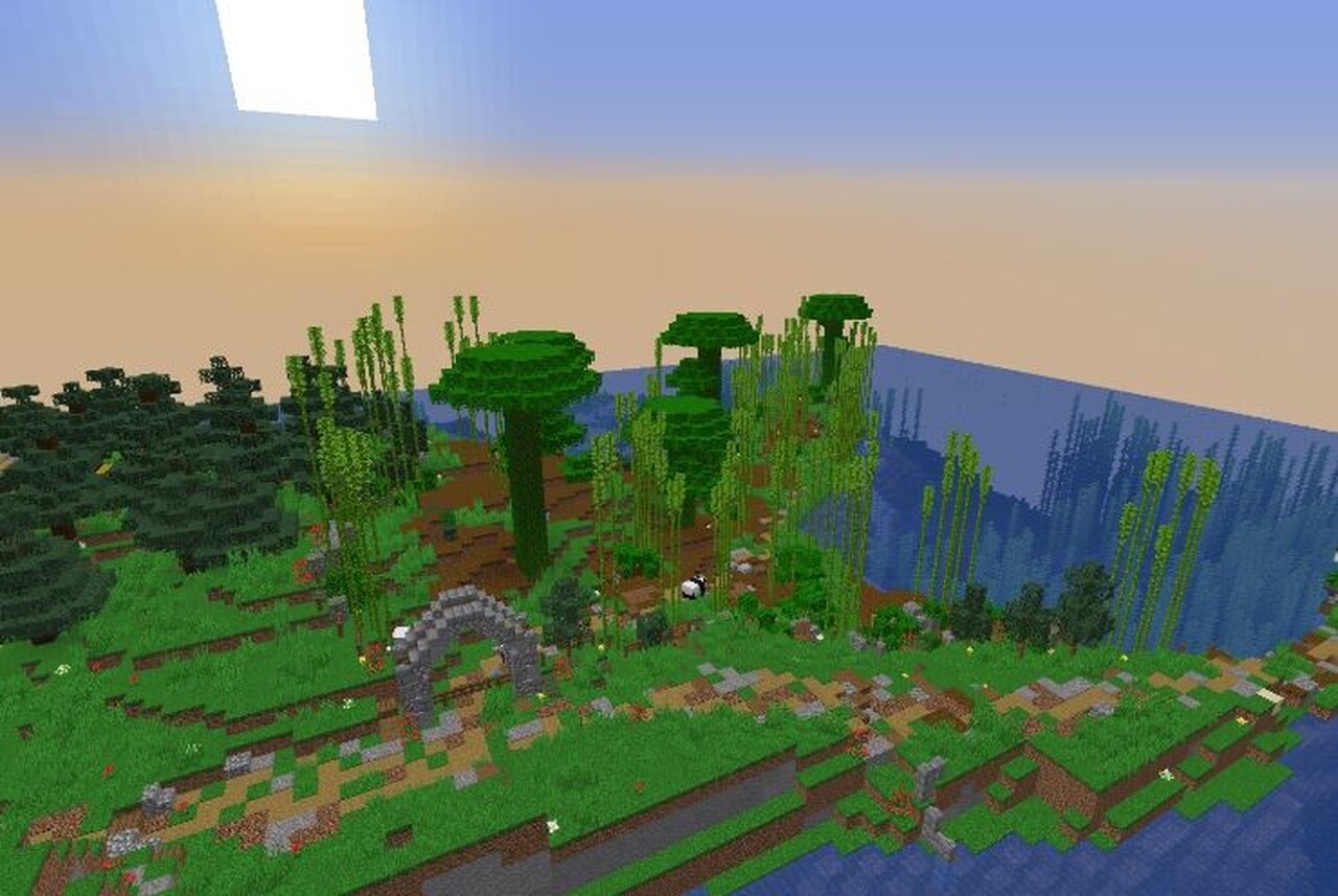 Panda Preserve in a Terraformed Mushroom Island Minecraft Map