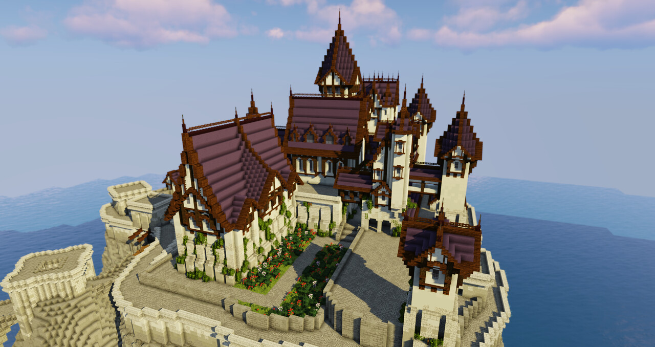 Gothic-Inspired Castle on the Coast Minecraft Map