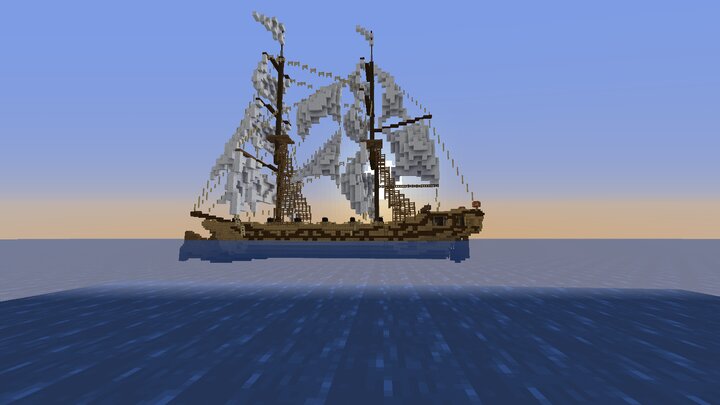 Den Ruste Zelve, a 2 masted brig based on the AC4 Jackdaw Minecraft Map