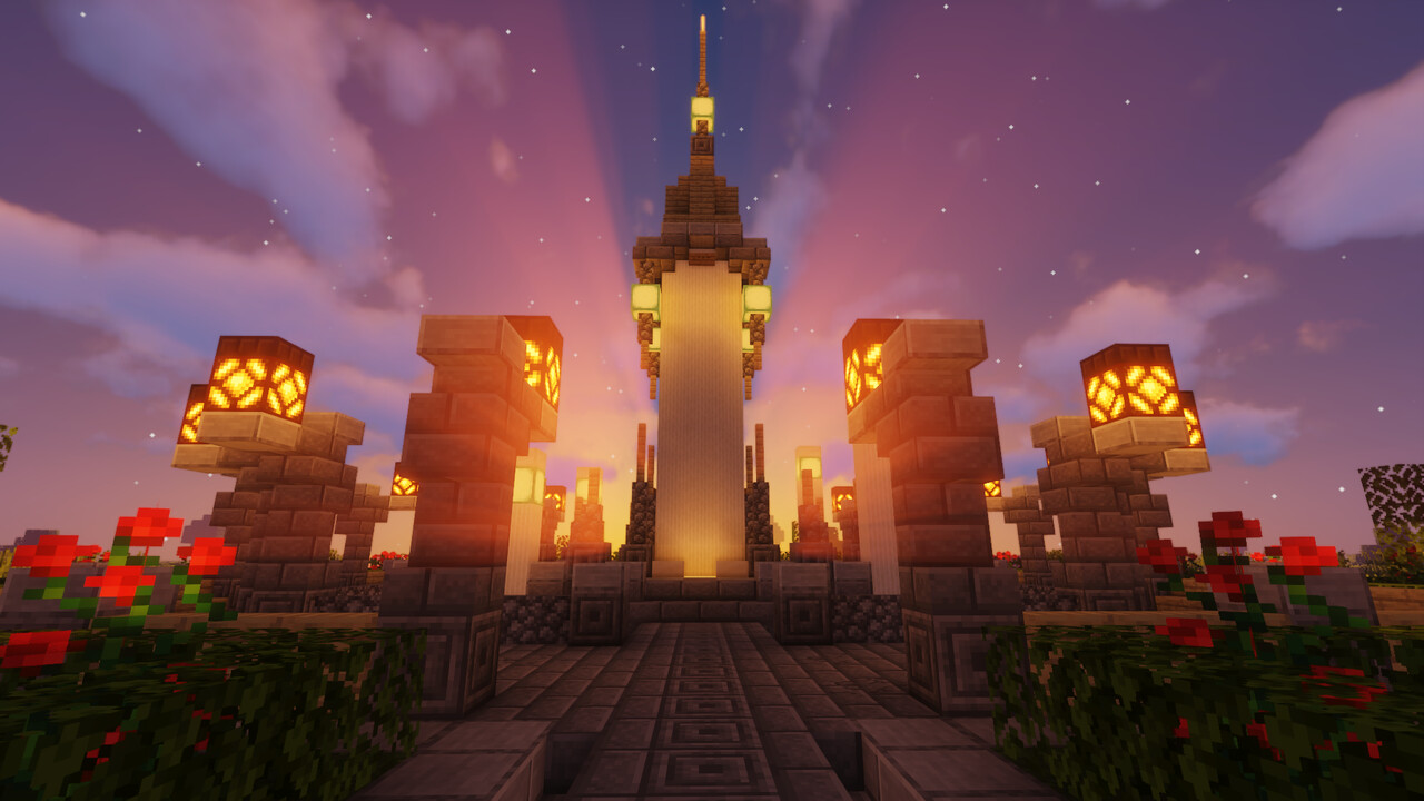 Square with the white monument Minecraft Map