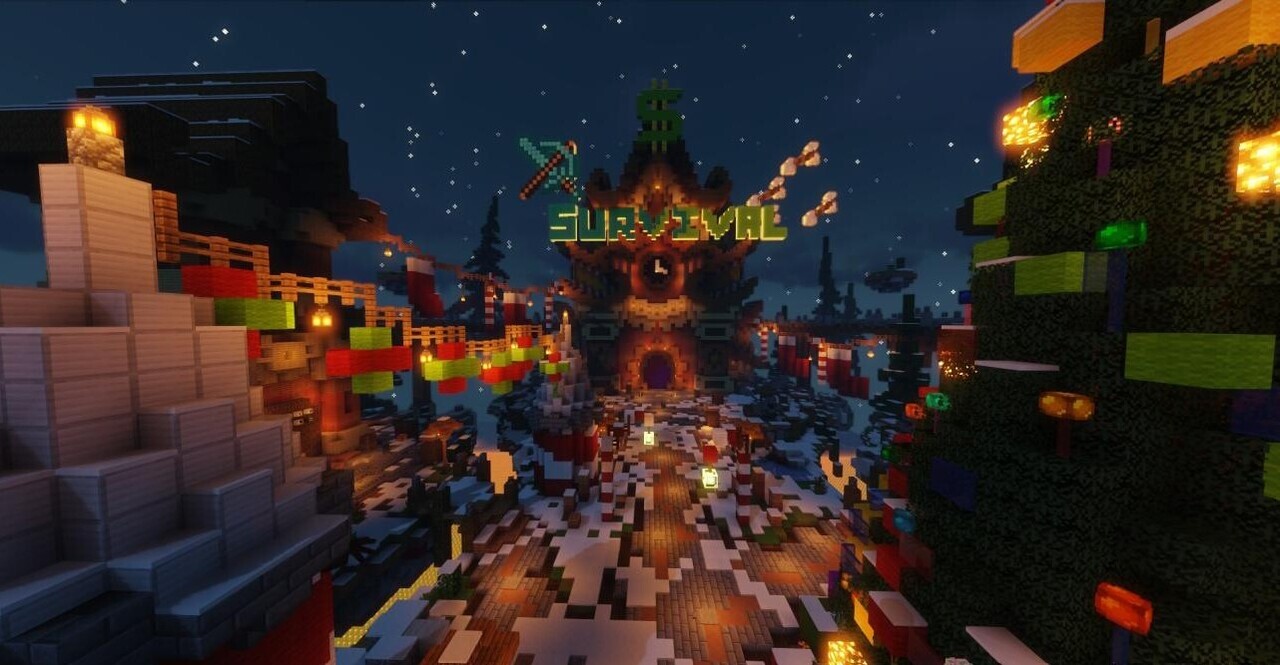 Christmas Themed Spawn/Lobby || HeavensCraft Spawn || Hidden Admin Area Minecraft Map