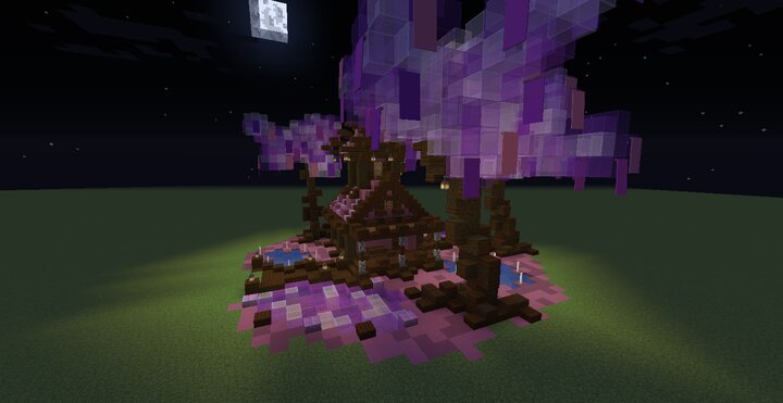 Purple themed house with surroundings Minecraft Map