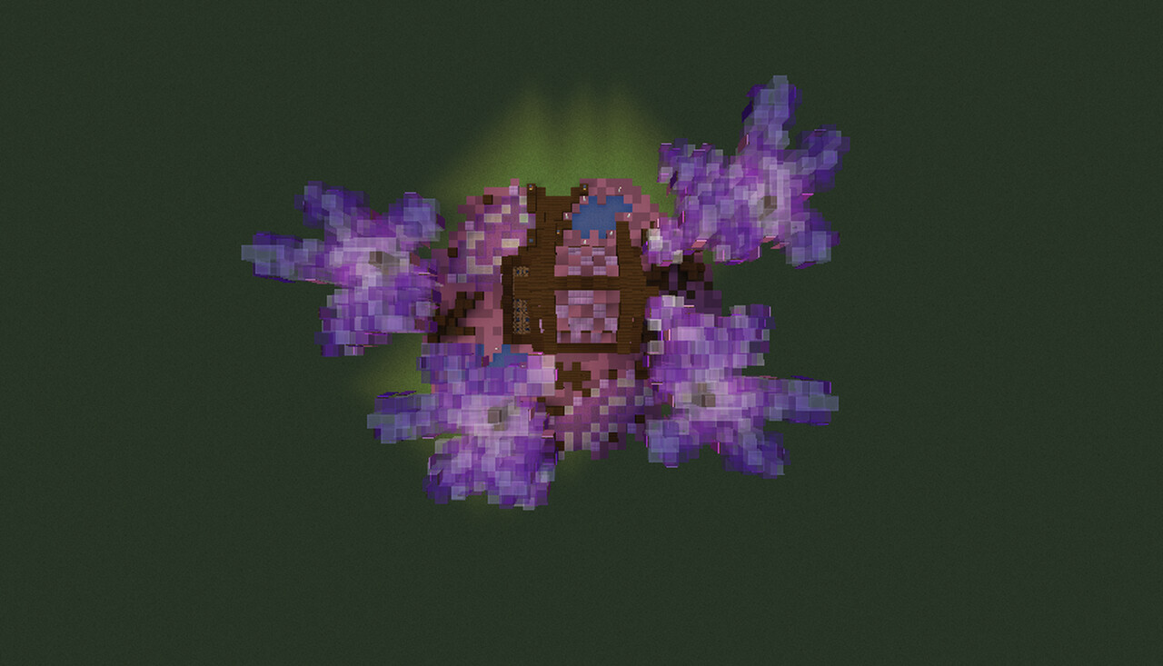 Purple themed house with surroundings Minecraft Map