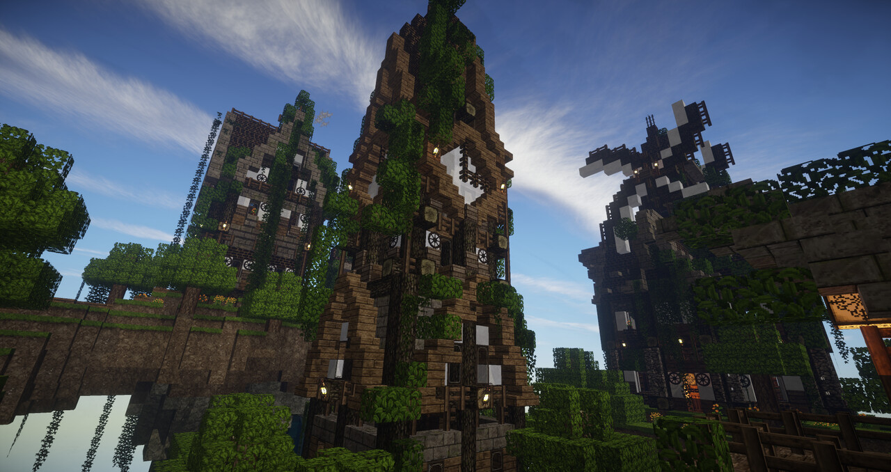 Building a fantasy sky city #4 Clock tower Minecraft Map