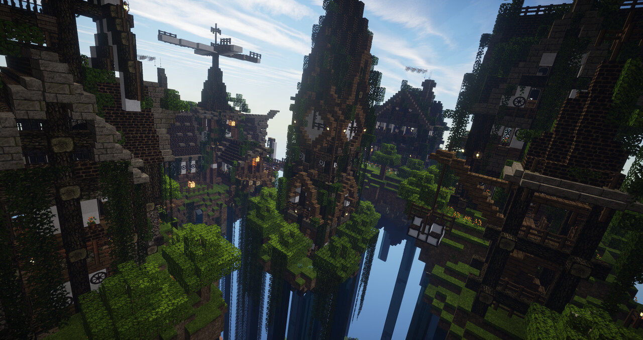 Building a fantasy sky city #4 Clock tower Minecraft Map