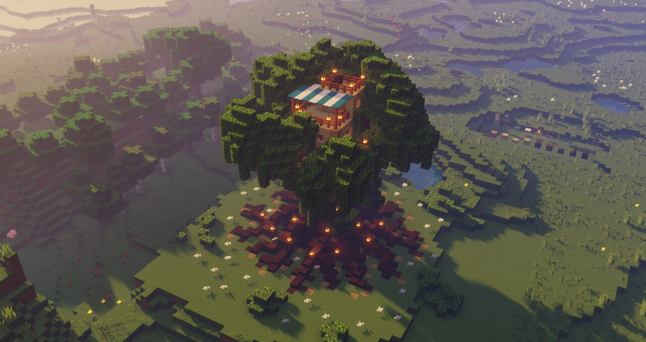 Easy Minecraft Treehouse - Custom Treehouse Starter House Tutorial ...