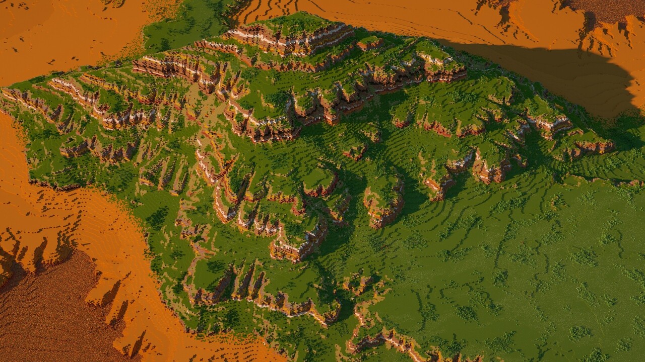 1000x1000 Mesa Plateau Terrain Minecraft Map