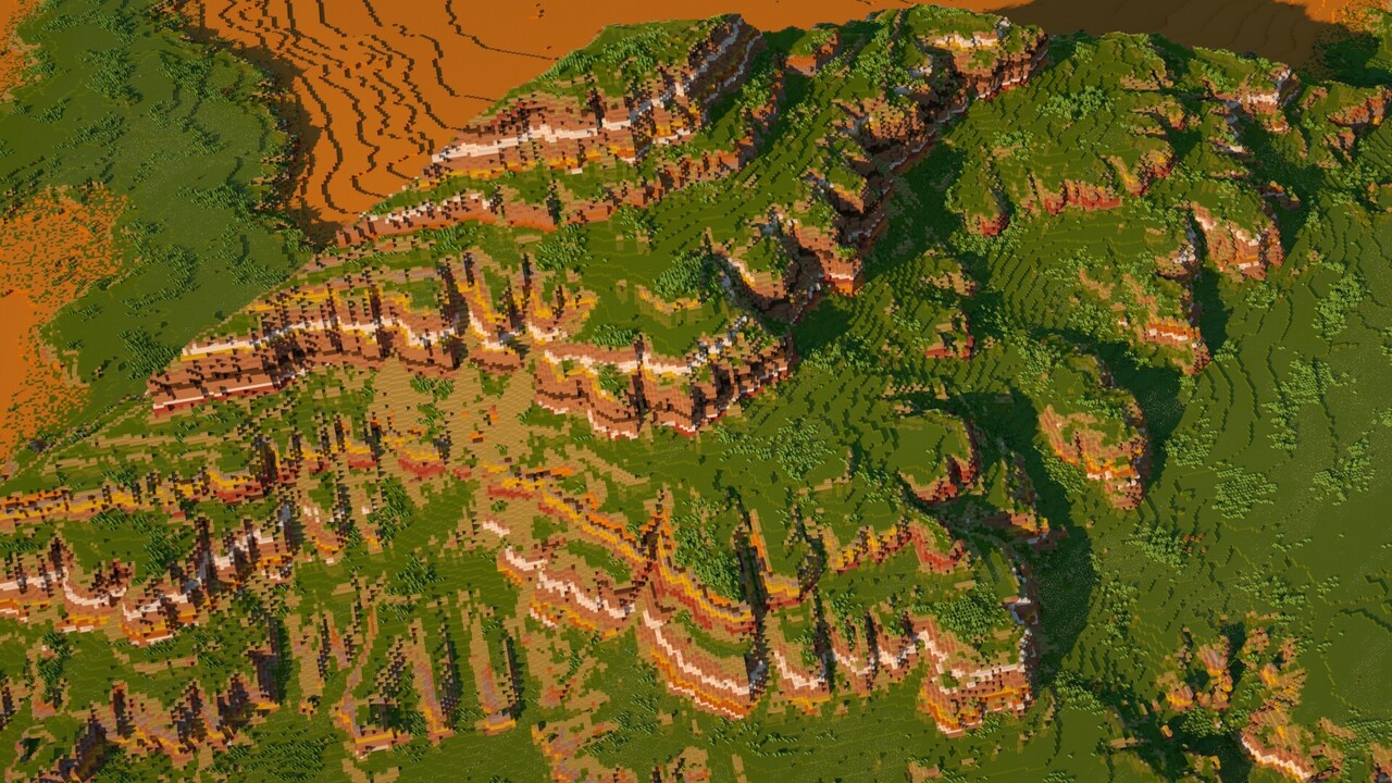 1000x1000 Mesa Plateau Terrain Minecraft Map