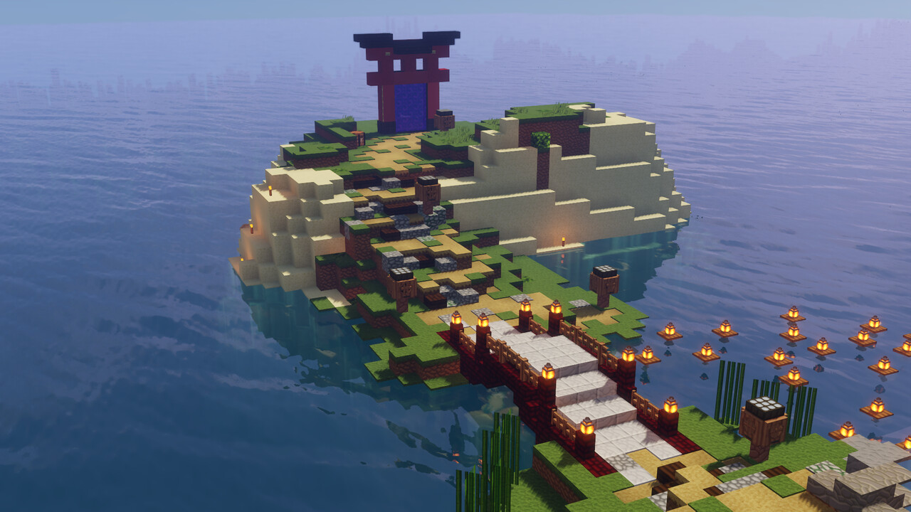 Japanese Style Island Base - Minecraft Survival Realm Tour Minecraft Map