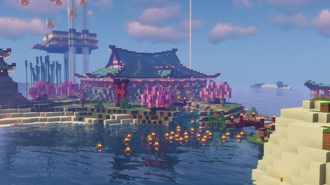 Japanese Style Island Base - Minecraft Survival Realm Tour Minecraft Map