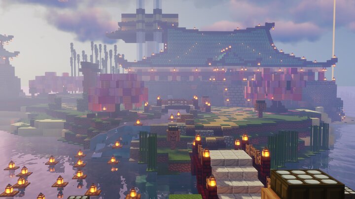 Japanese Style Island Base - Minecraft Survival Realm Tour Minecraft Map