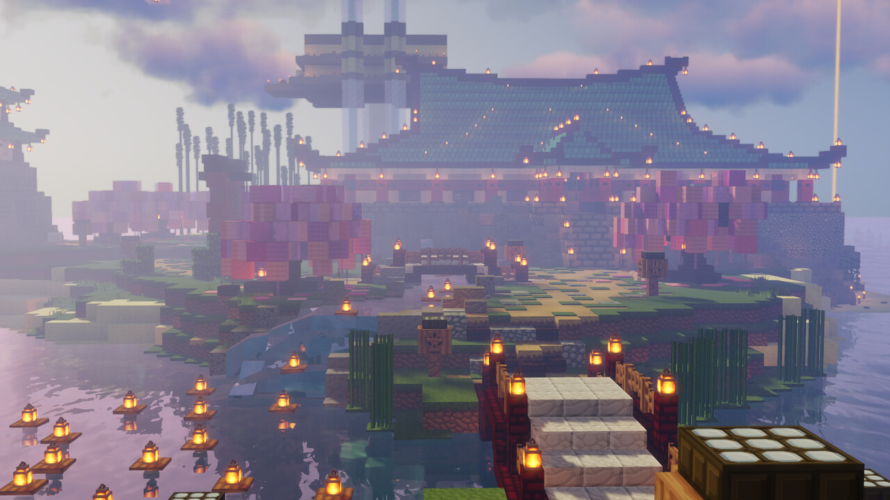 Japanese Style Island Base - Minecraft Survival Realm Tour Minecraft Map