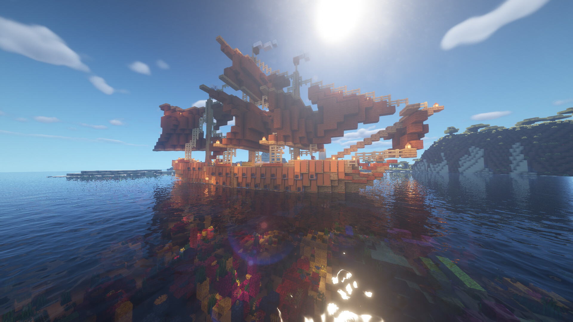 Frigate with working cannons (fire charge) Minecraft Map