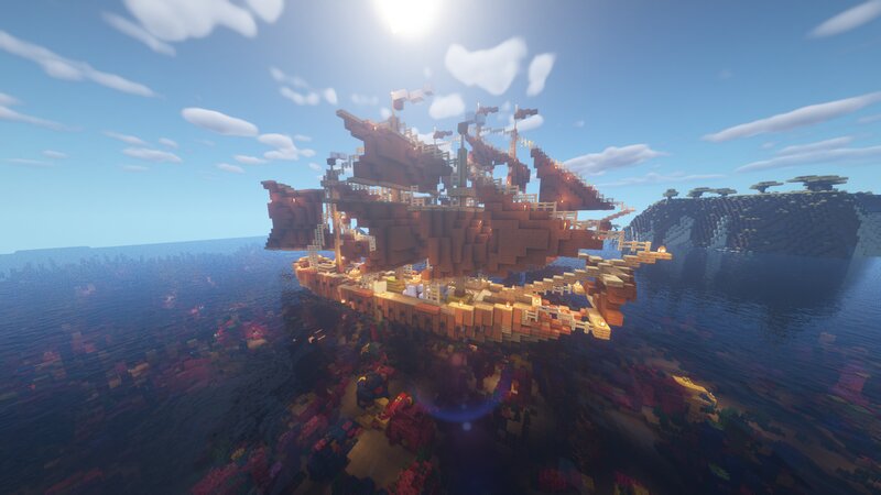 Frigate with working cannons (fire charge) Minecraft Map