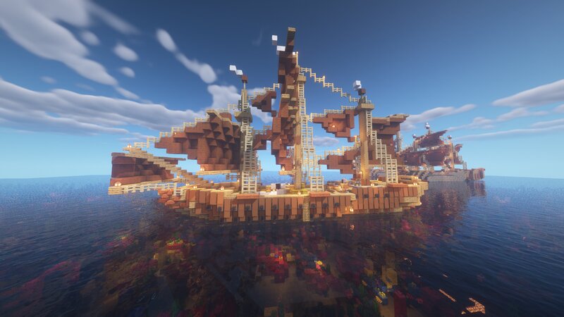 Frigate with working cannons (fire charge) Minecraft Map