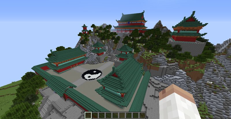 Chinese Temple Mountain - Wudang Mountain with small village below ...