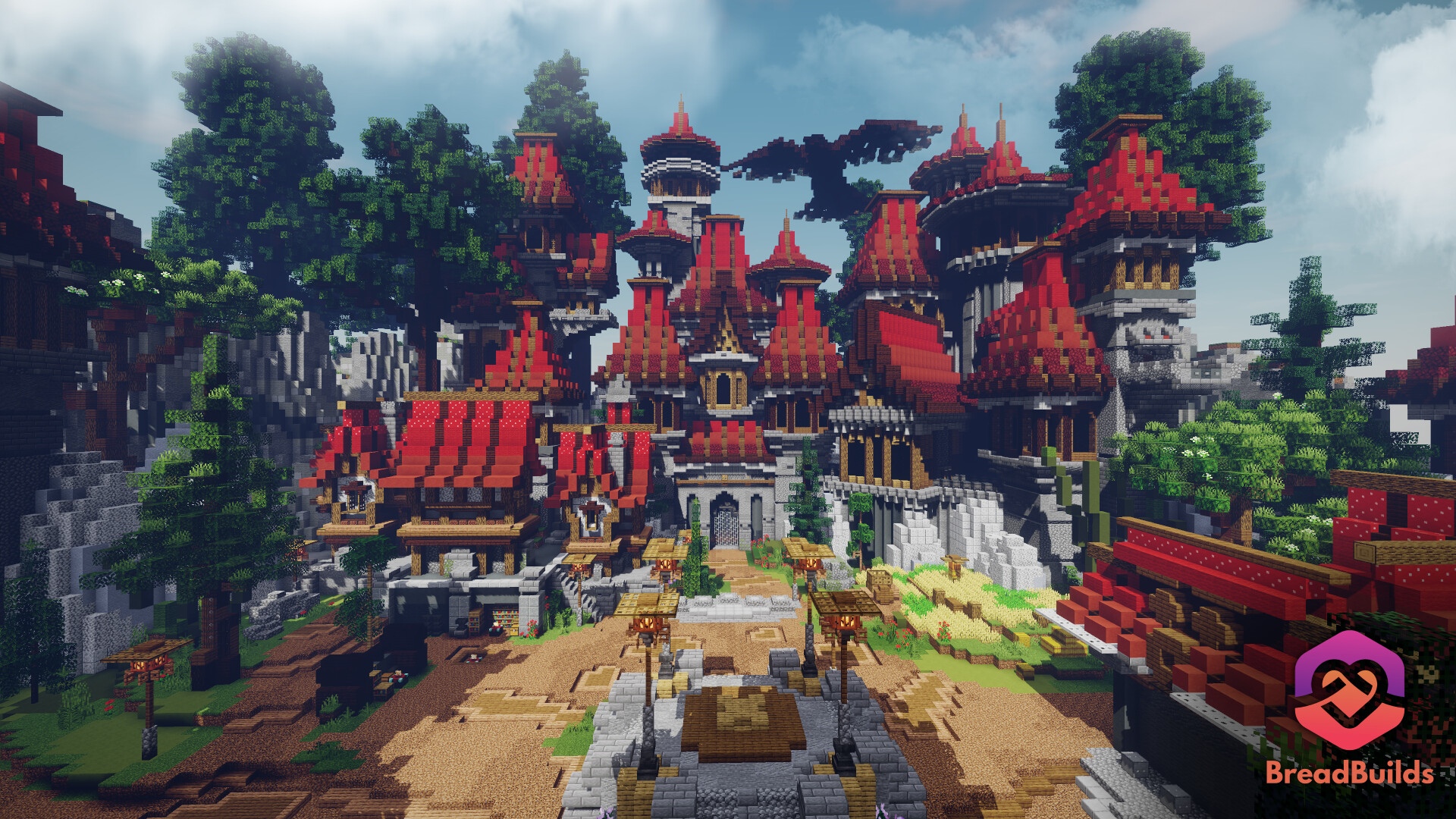 Red Medieval Factions Spawn Minecraft Map