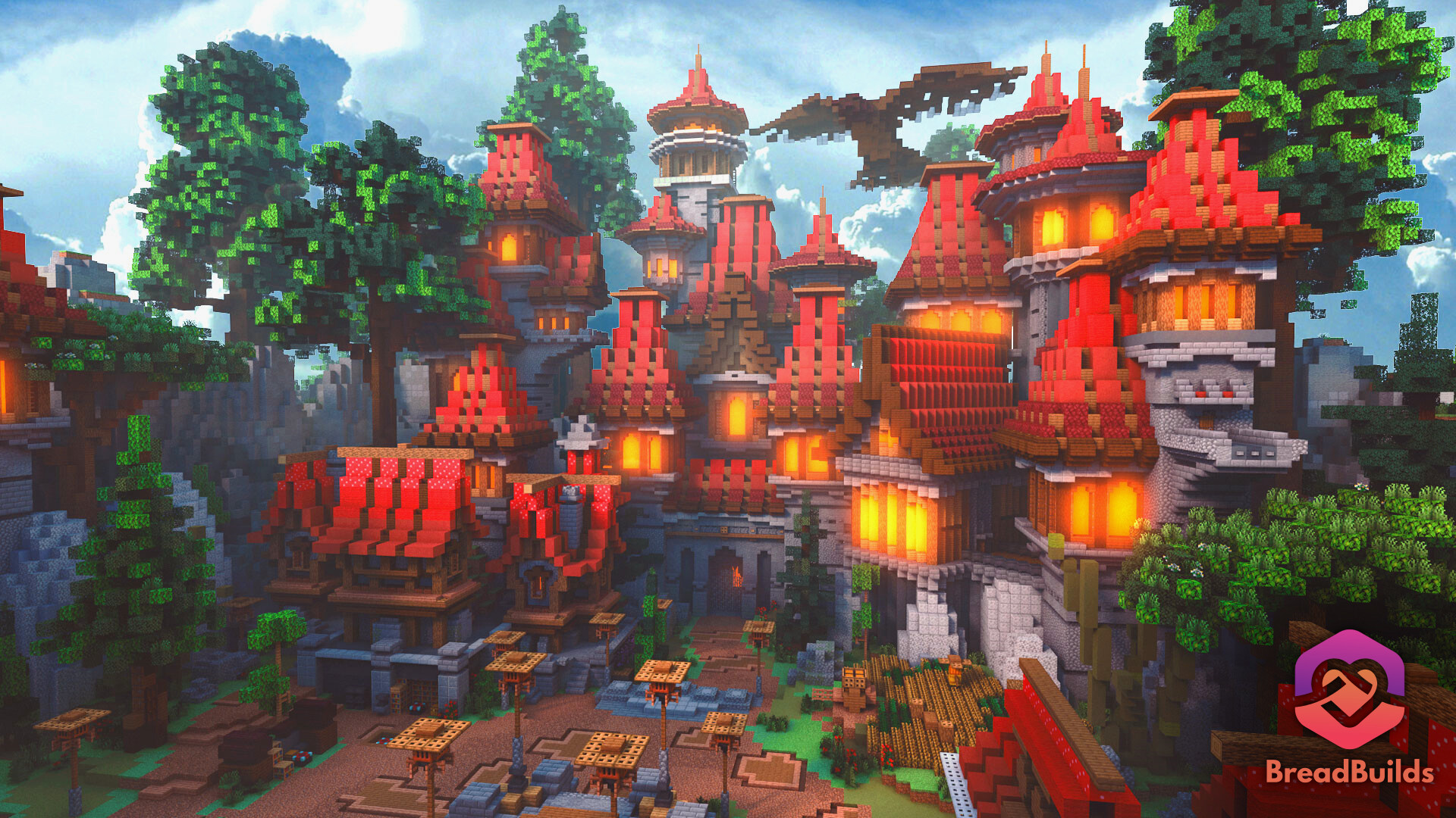 Red Medieval Factions Spawn Minecraft Map