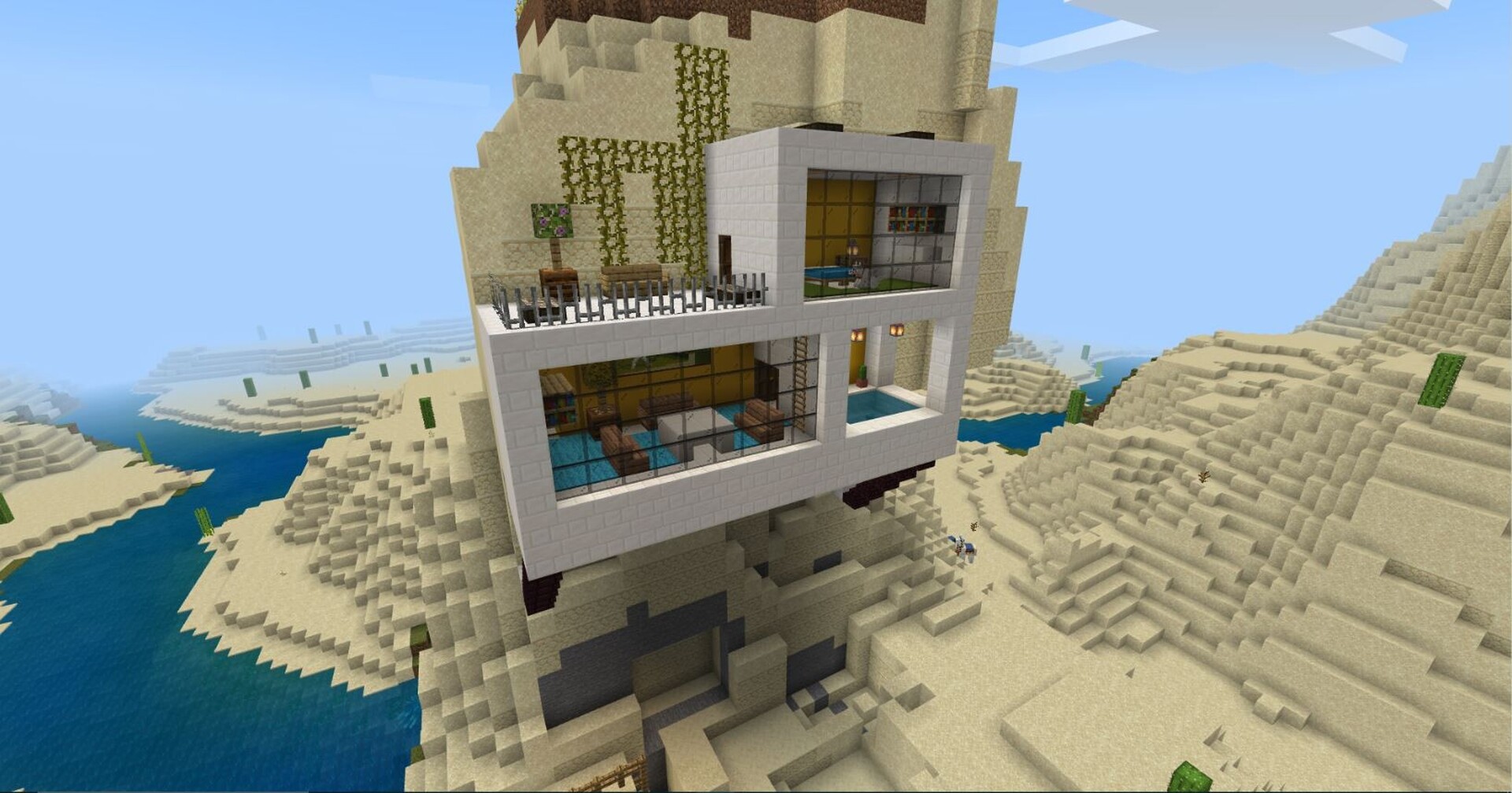 MODERN HOUSES - House on cliff (Bedrock Edition) Minecraft Map