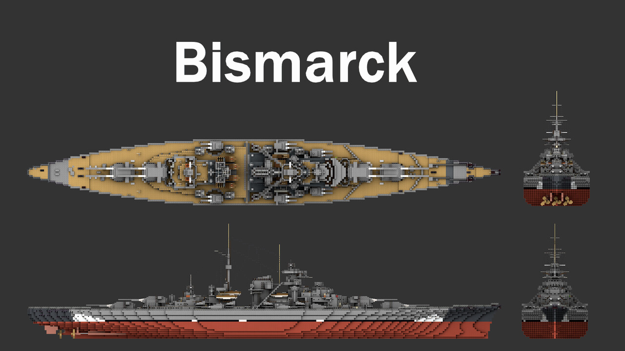 German Battleship Bismarck 1:1 Scale Minecraft Map