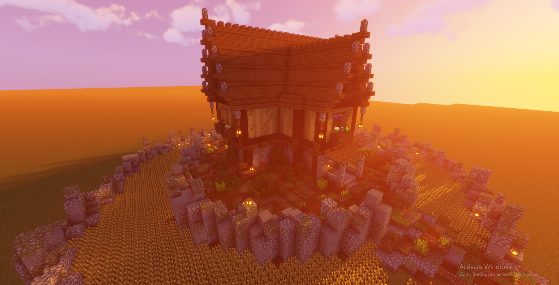 House/Farm House + (Walled) Surrounding Wheat Field Minecraft Map