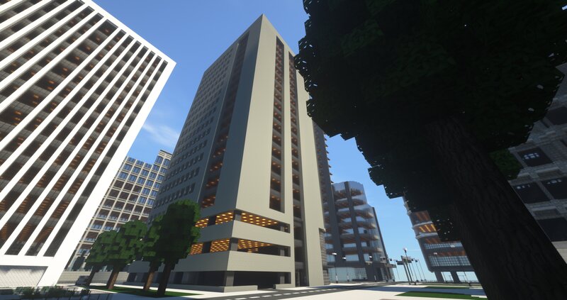 Brutalist Skyscraper with Parking Garage Minecraft Map