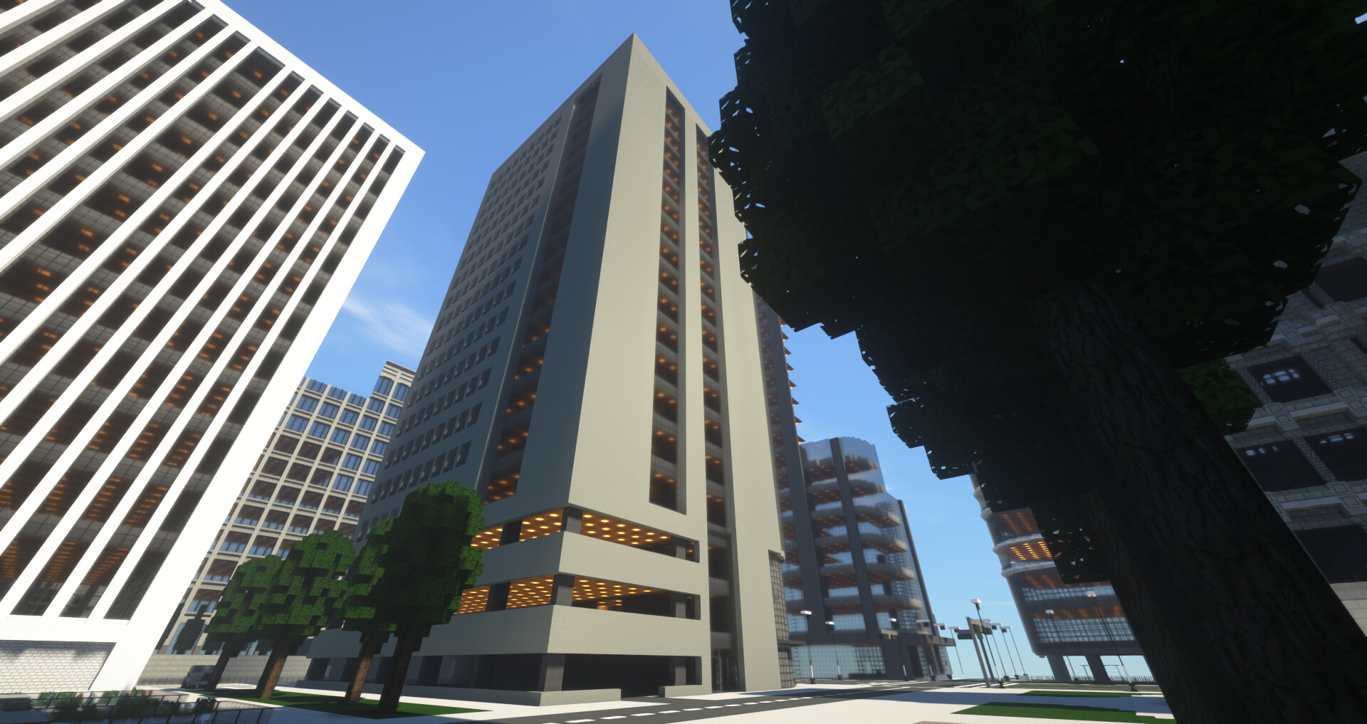 Brutalist Skyscraper with Parking Garage Minecraft Map