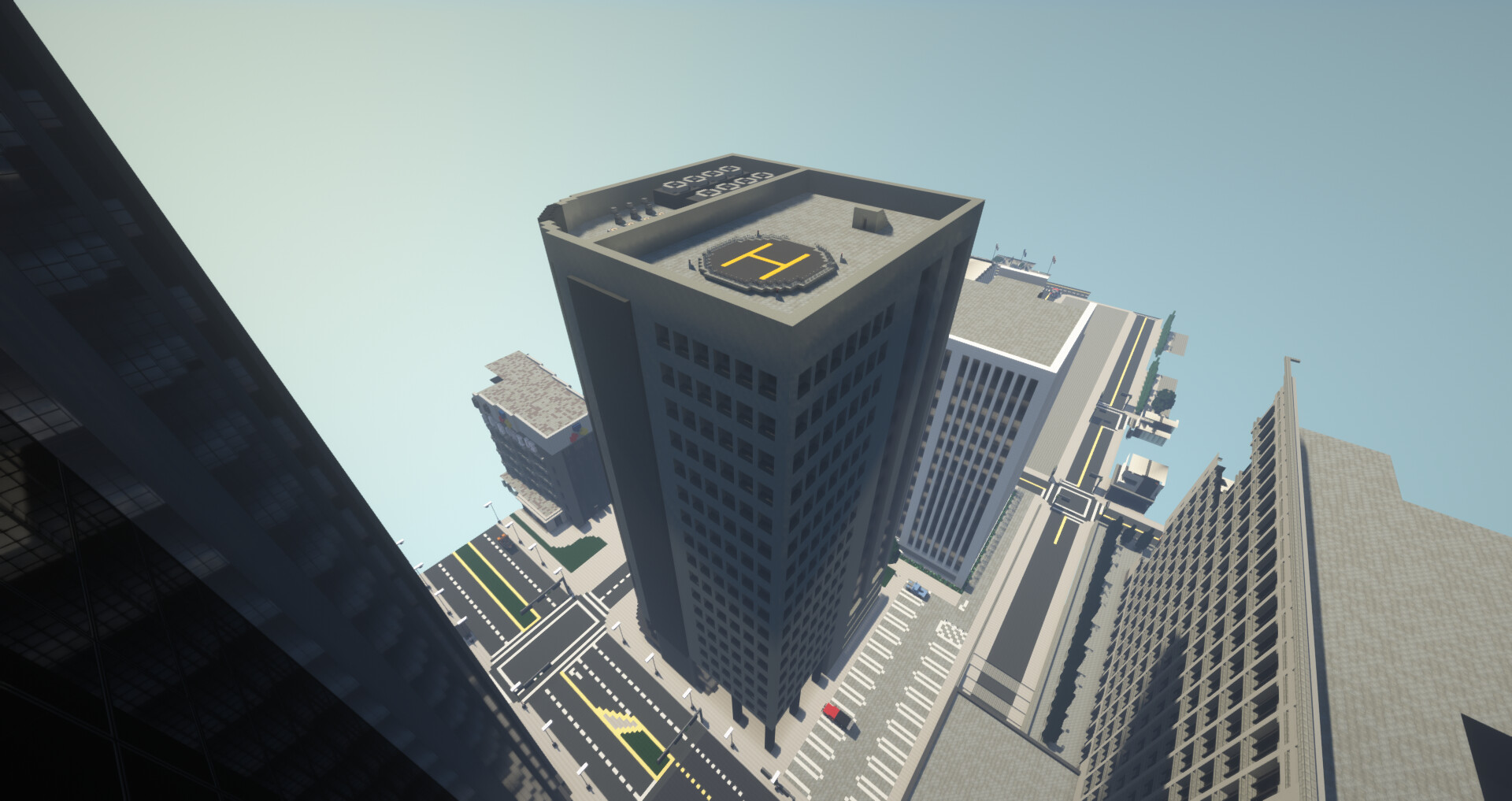 Brutalist Skyscraper with Parking Garage Minecraft Map