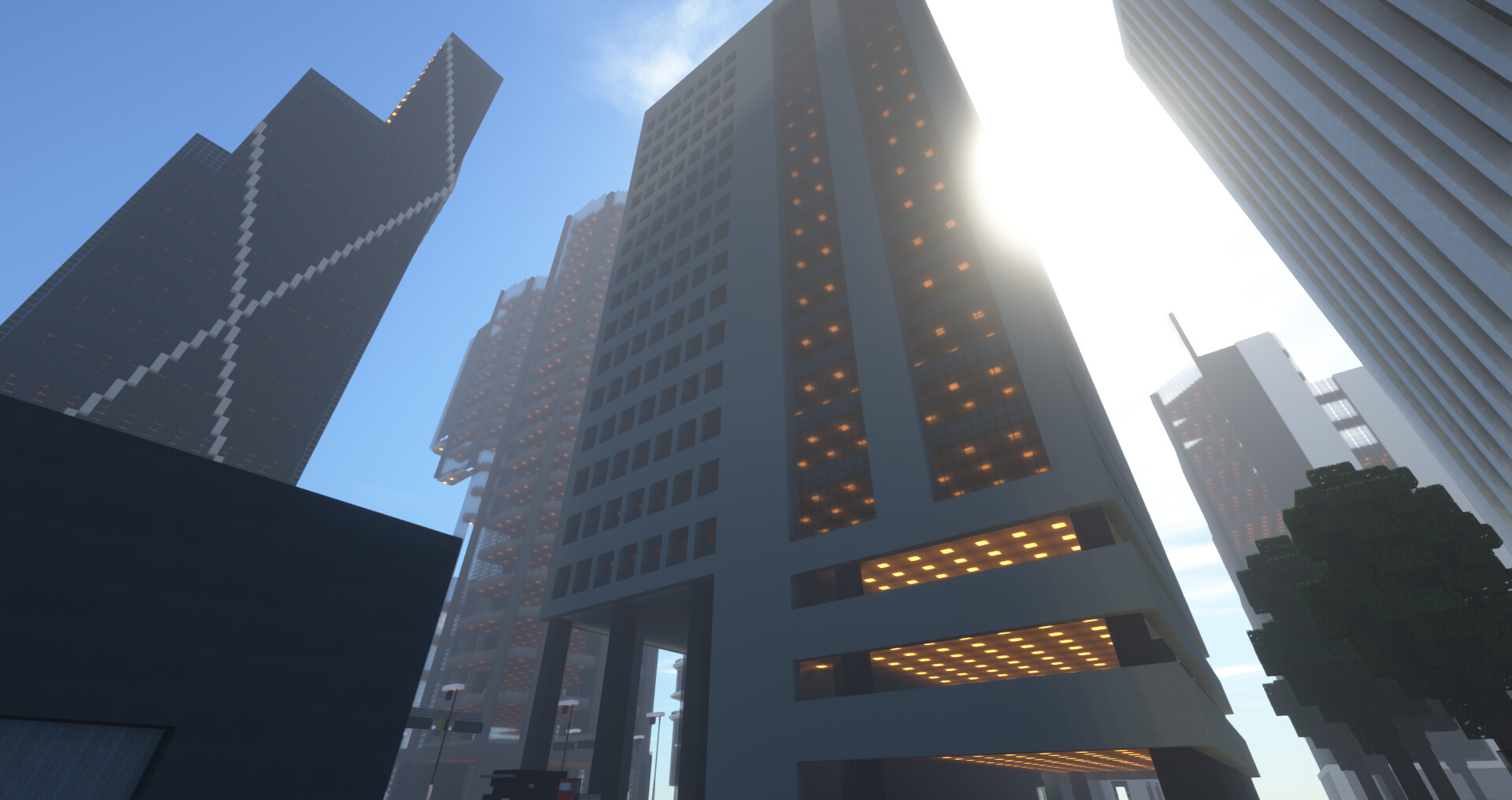 Brutalist Skyscraper with Parking Garage Minecraft Map
