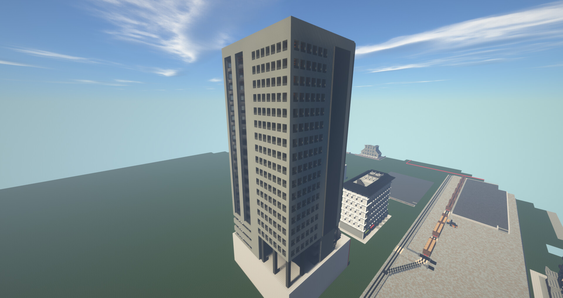 Brutalist Skyscraper with Parking Garage Minecraft Map