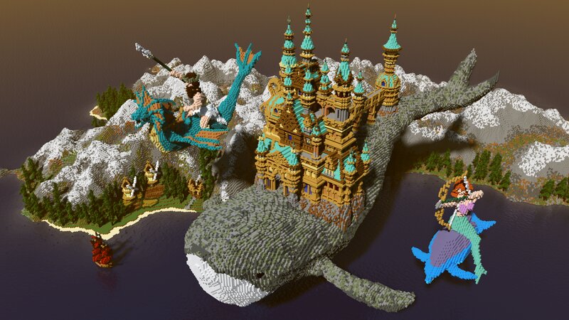 Flying Whale with Neptune Forces Minecraft Map