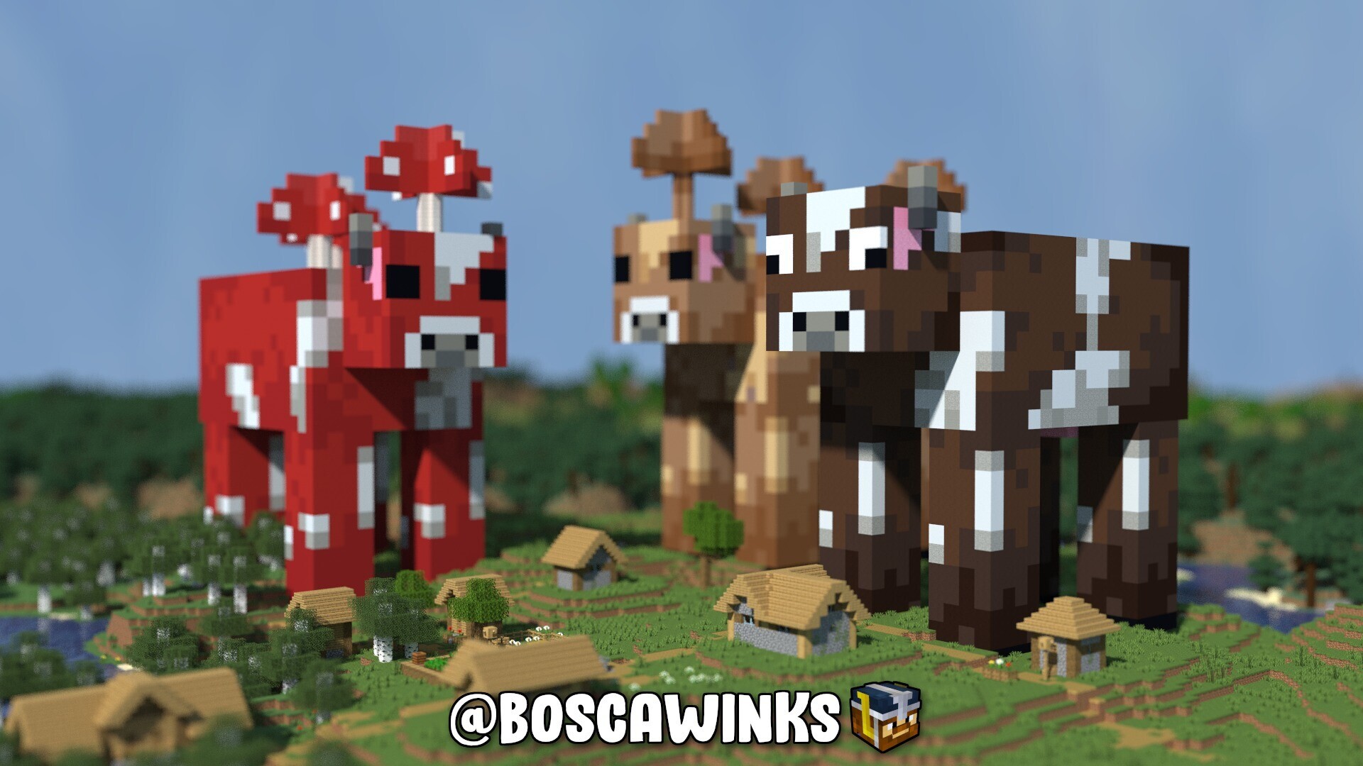 Cow and Mooshroom Mob Statues Minecraft Map